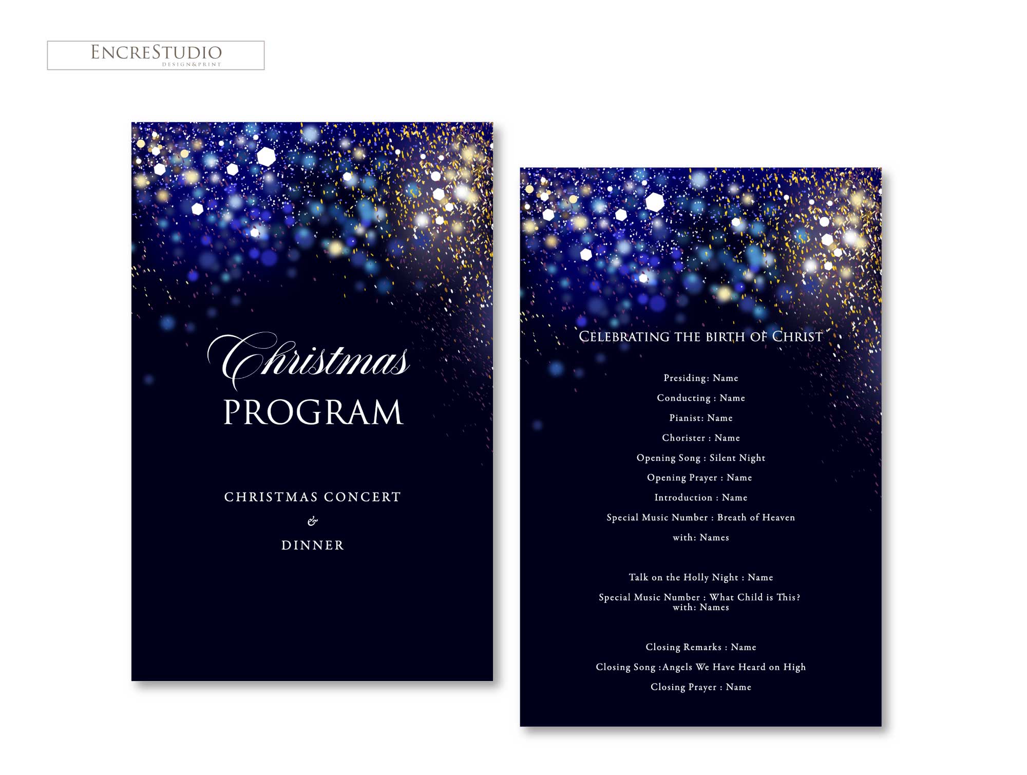 Editable Christmas Concert and Dinner Program Template - Encre Studio