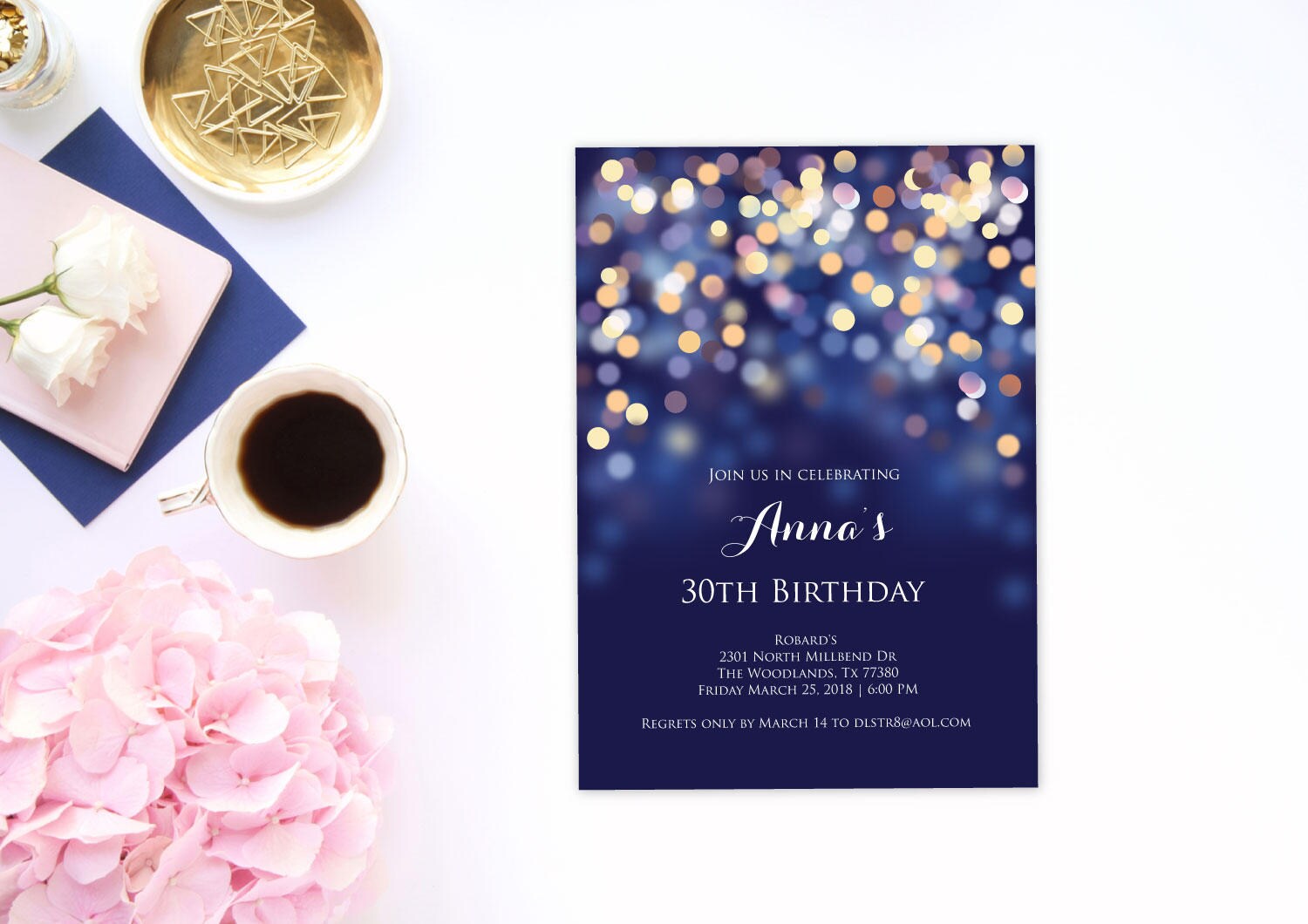 Editable Birthday Invitation - Night Sky, Under the Stars Birthday ...