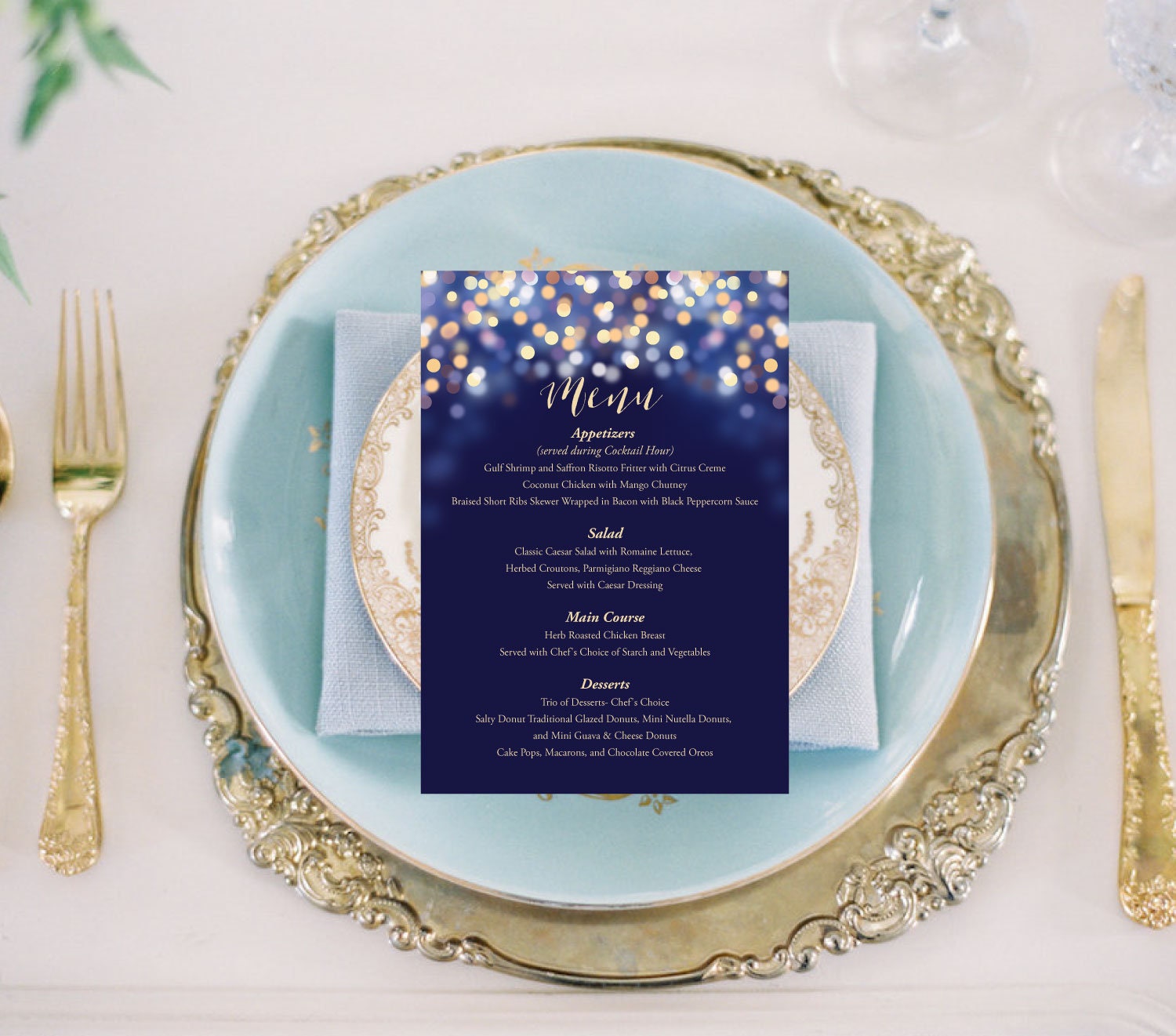 Editable Dinner Menu Template - Under the Stars - Encre Studio