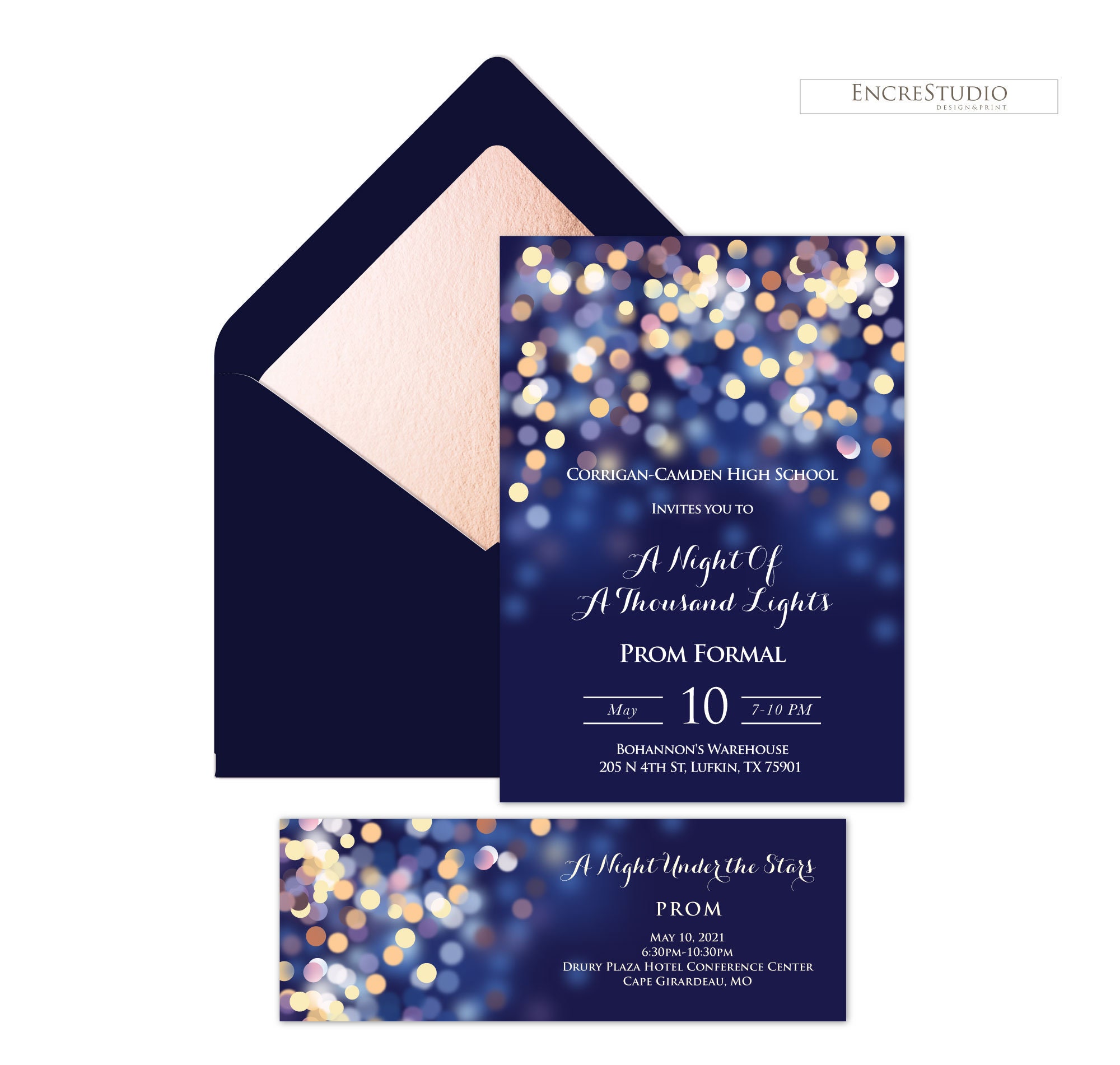 Editable Starry Night Prom Invitation and Ticket Templates, School ...
