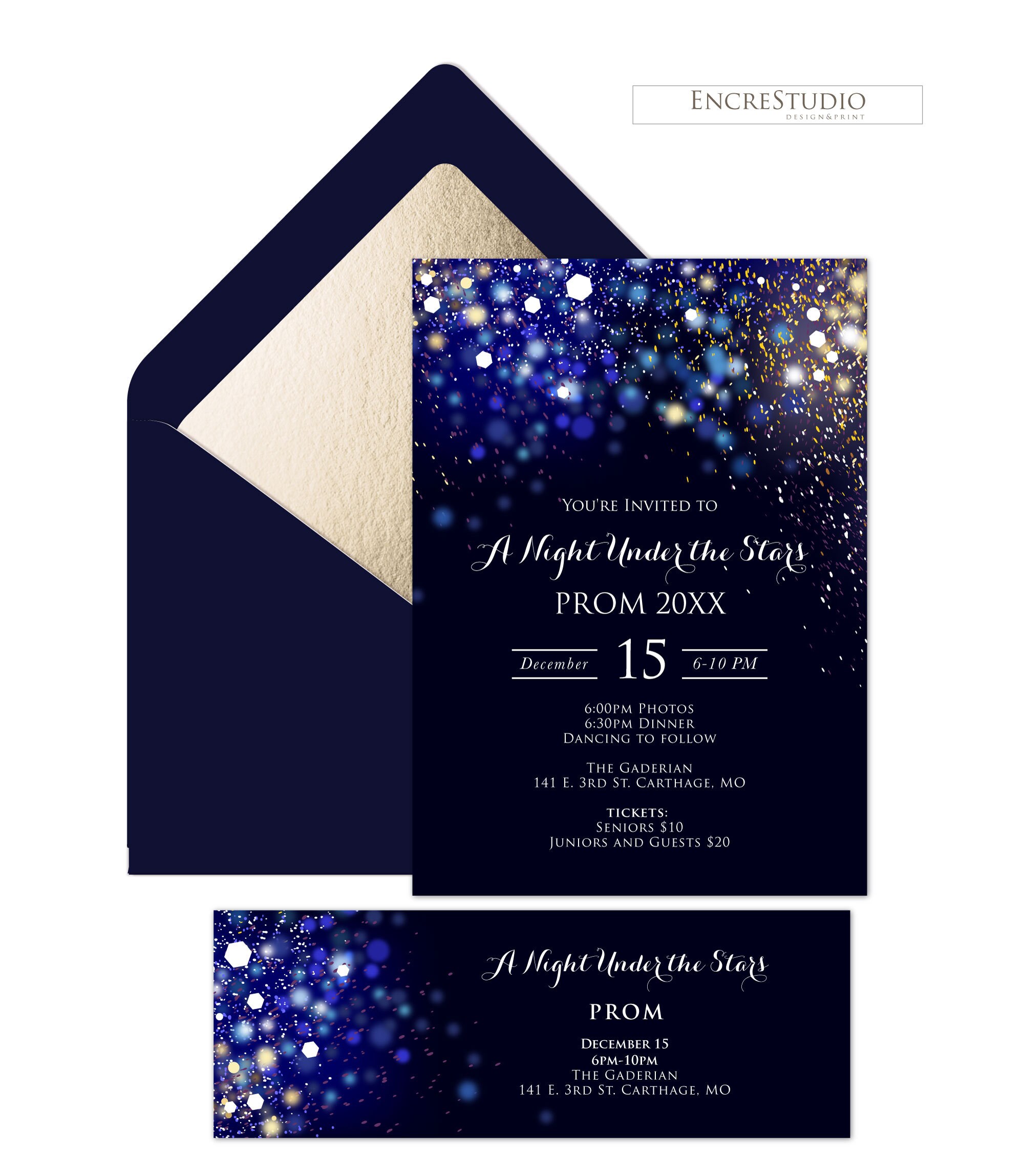 Editable Starry Night Prom Invitation, Ticket, and Welcome Sign - Neon ...