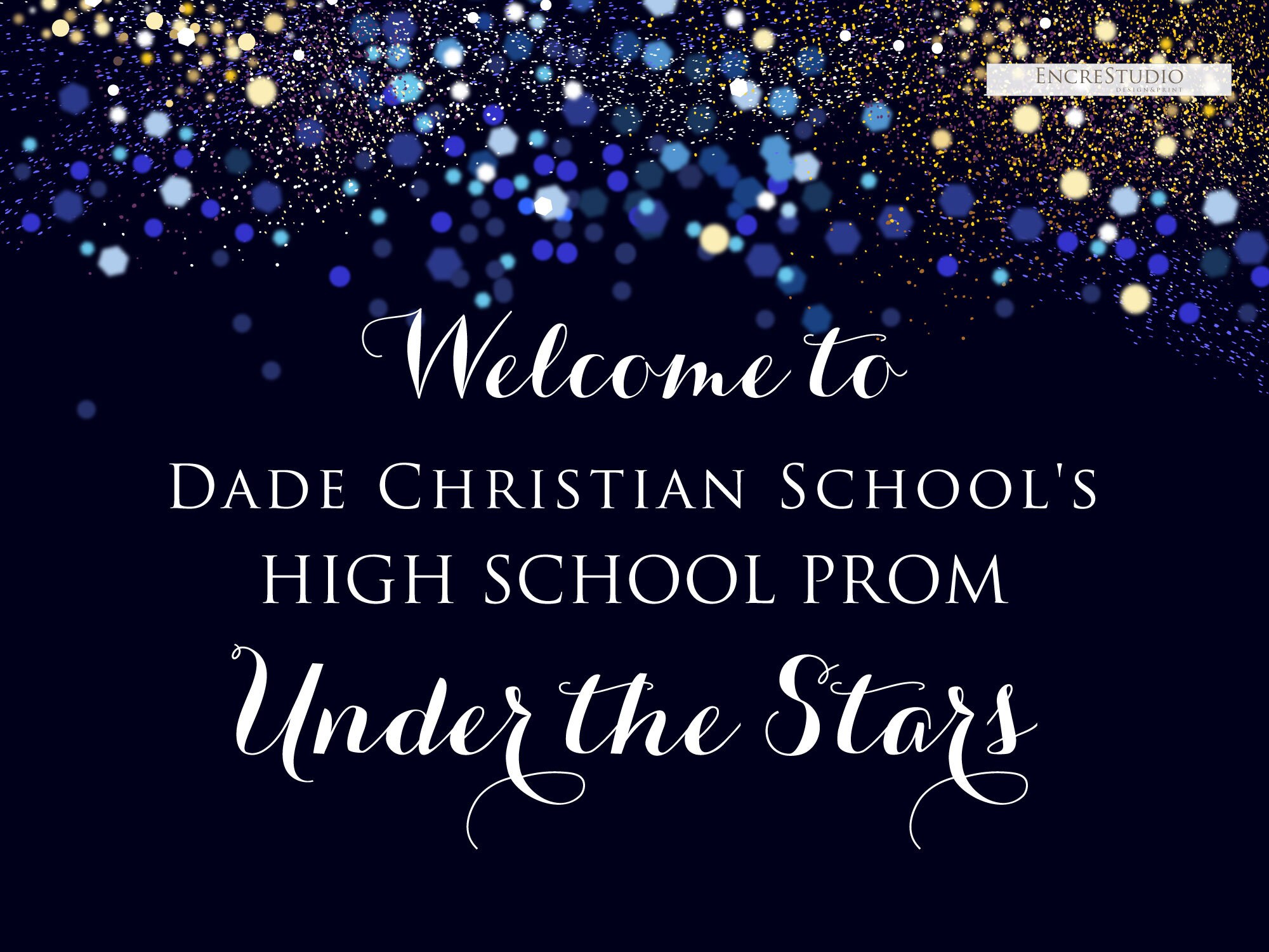 Editable Starry Night Prom Invitation, Ticket, and Welcome Sign - Neon ...