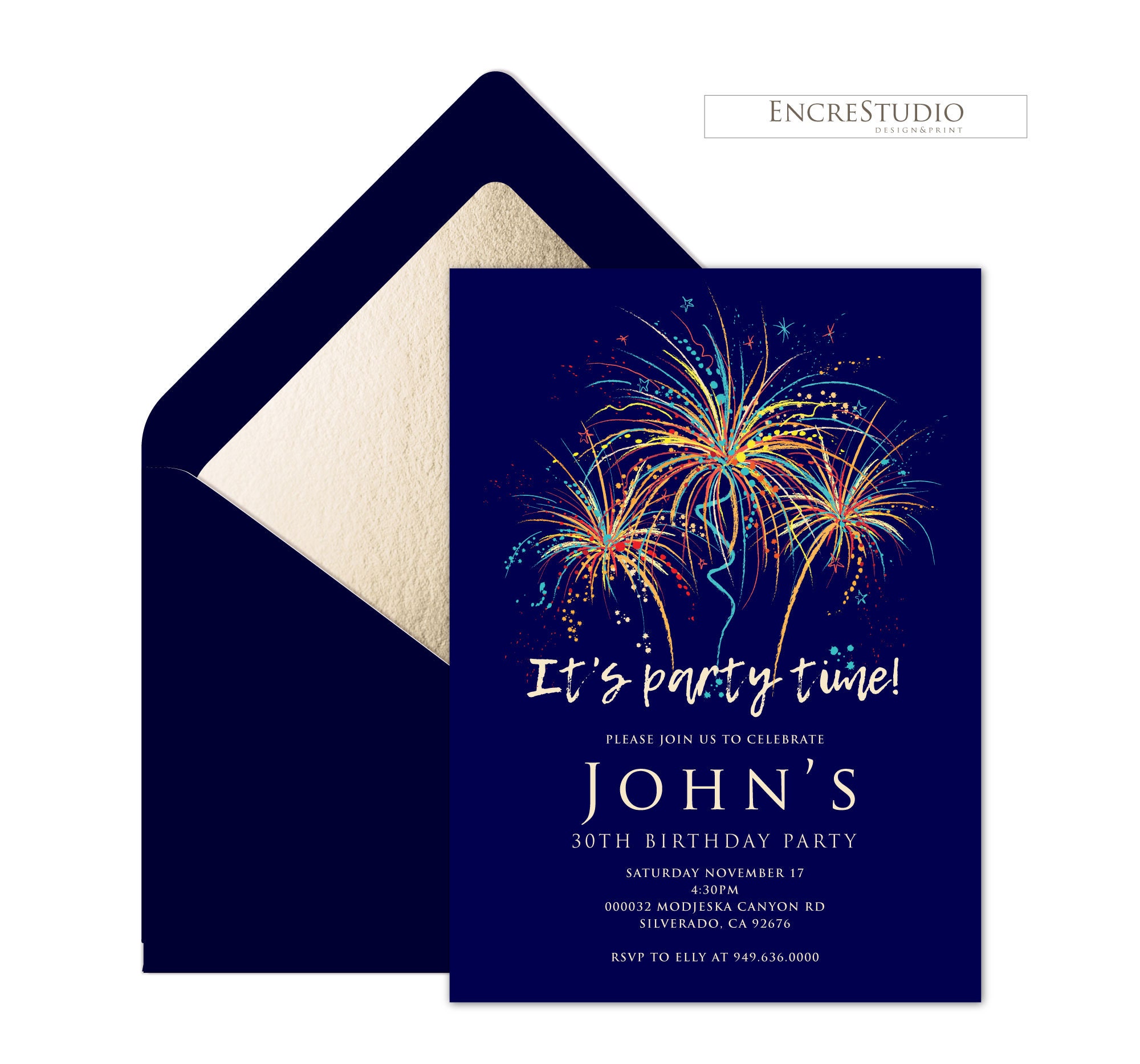 It's Party Time Birthday Invitation Editable Template - Encre Studio