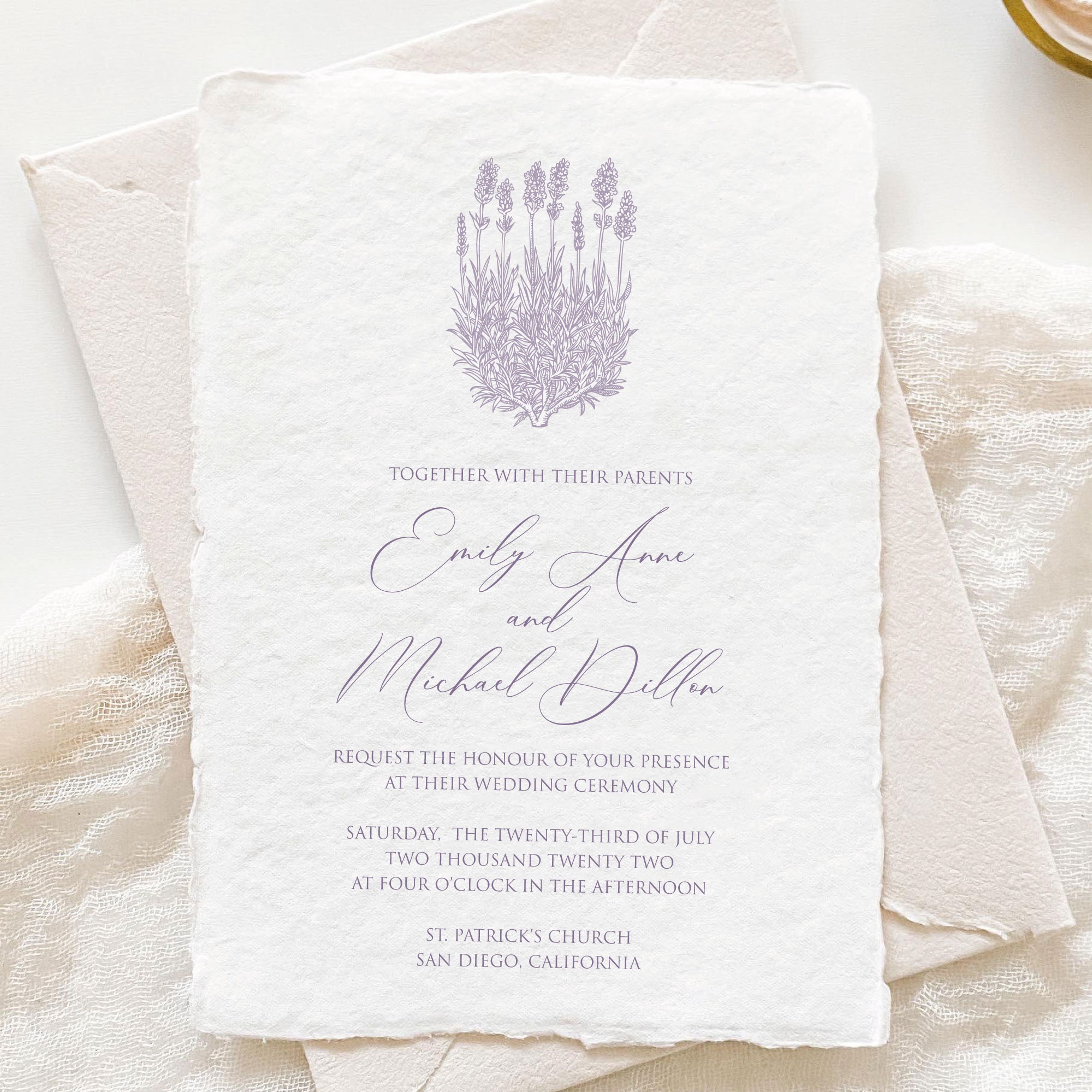 Lavender Wedding Invitation Editable Template - Encre Studio