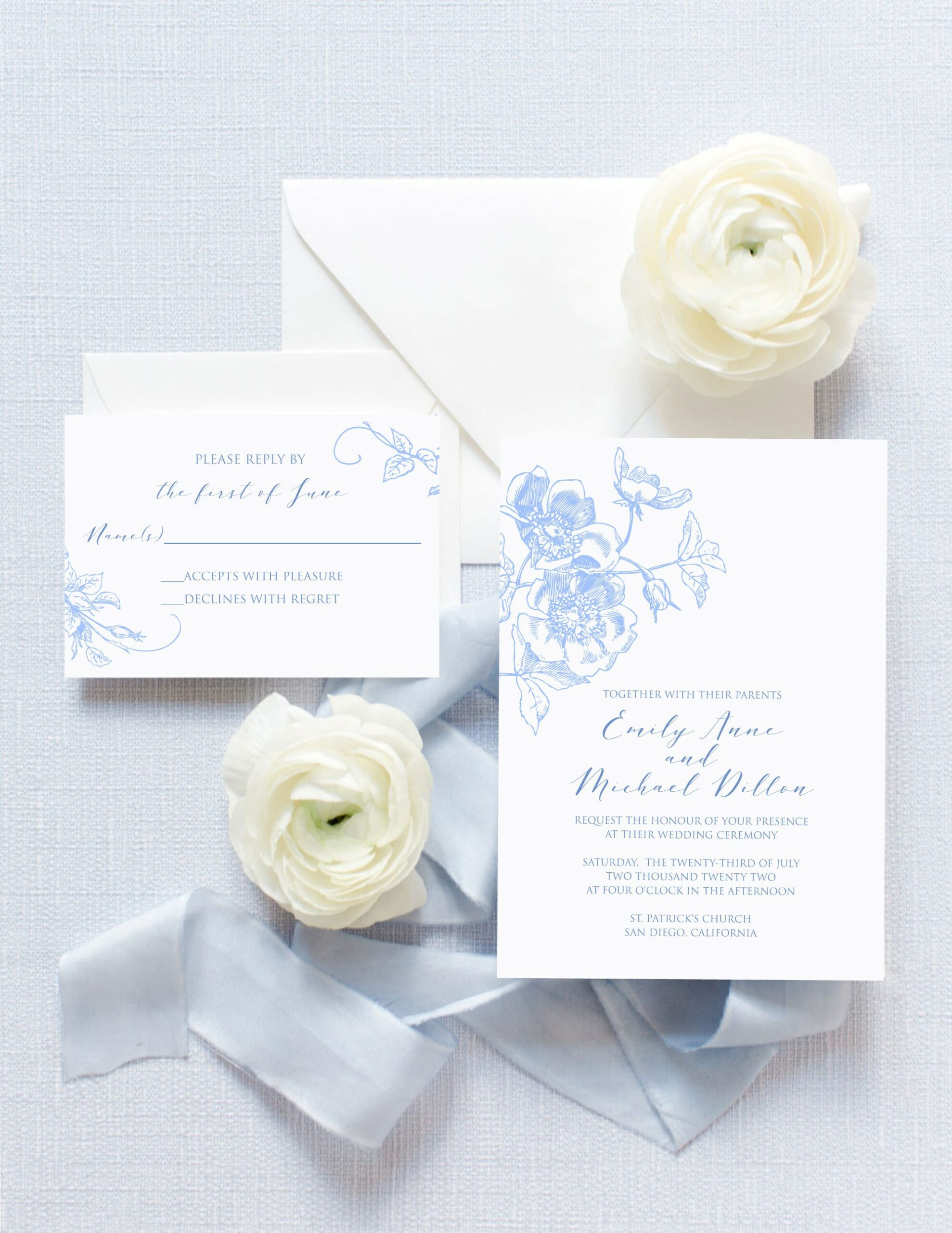 Vintage Rose Wedding Invitation Editable Template - Encre Studio