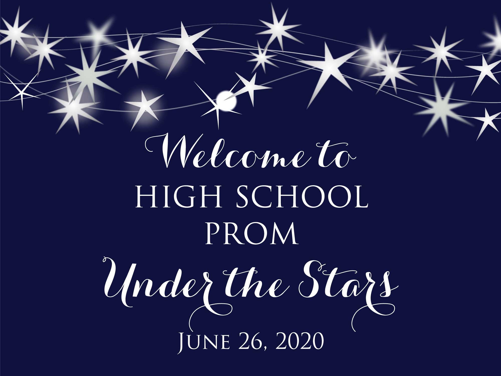 Under the Stars School Prom Welcome Sign and Poster Editable Templates ...