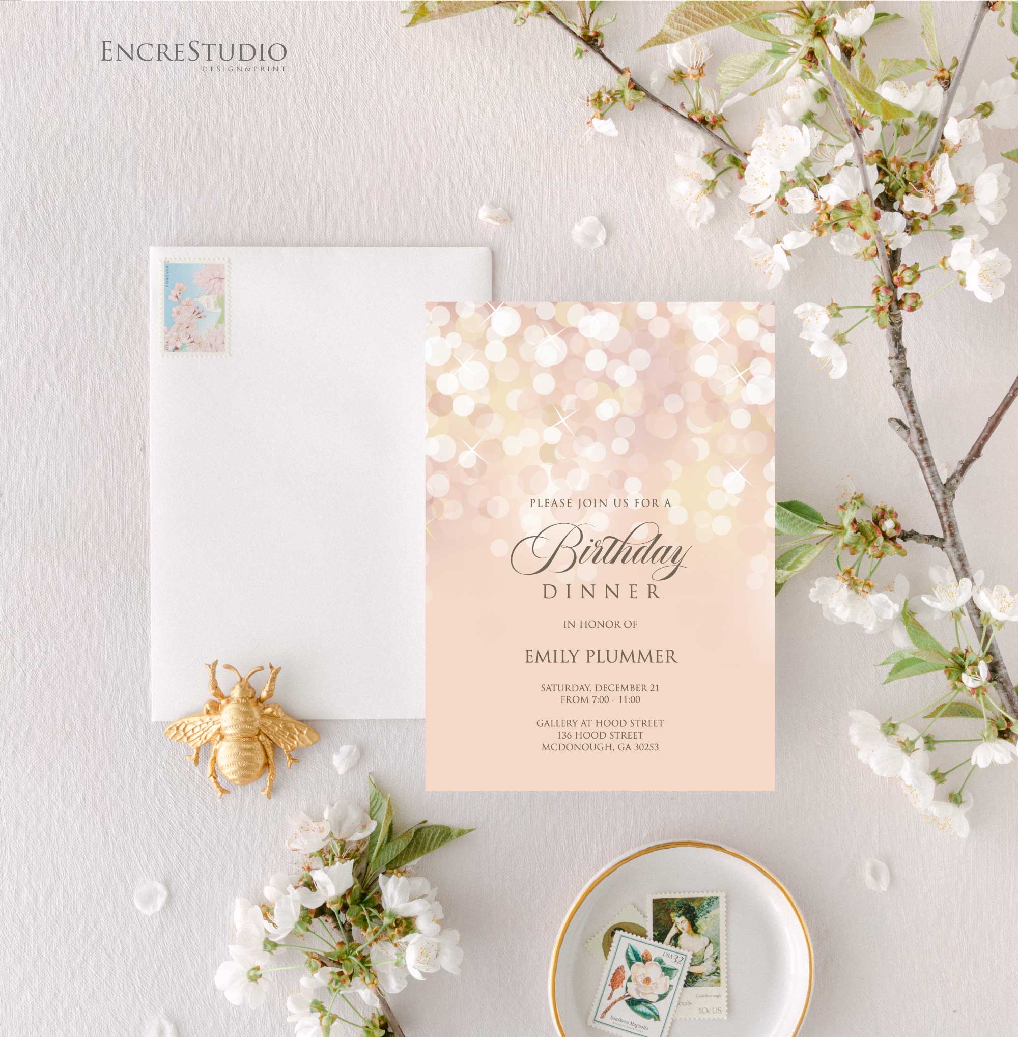 Editable Birthday Dinner Invitations Pink Modern Birthday Party