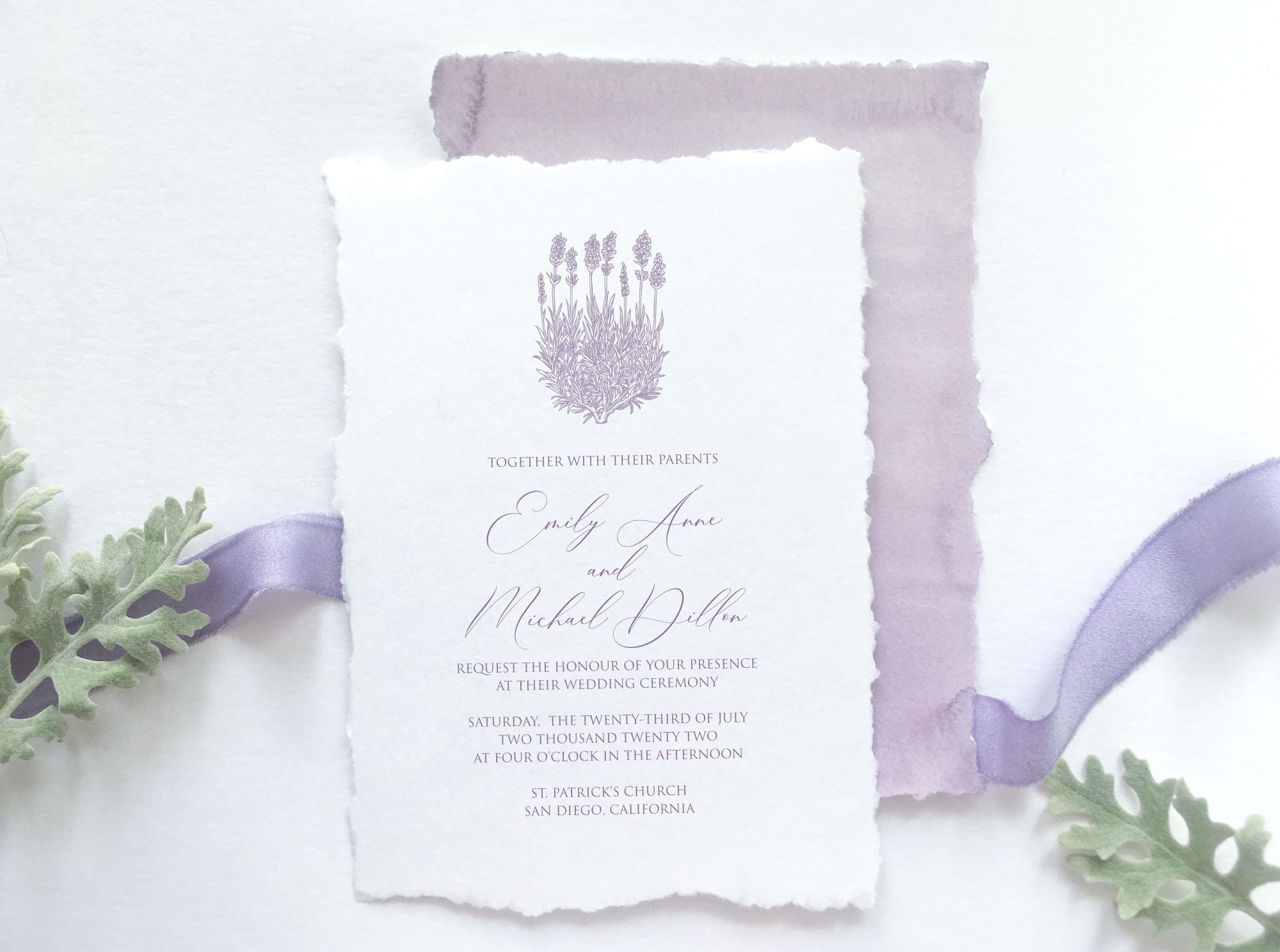 Lavender Wedding Invitation Editable Template - Encre Studio