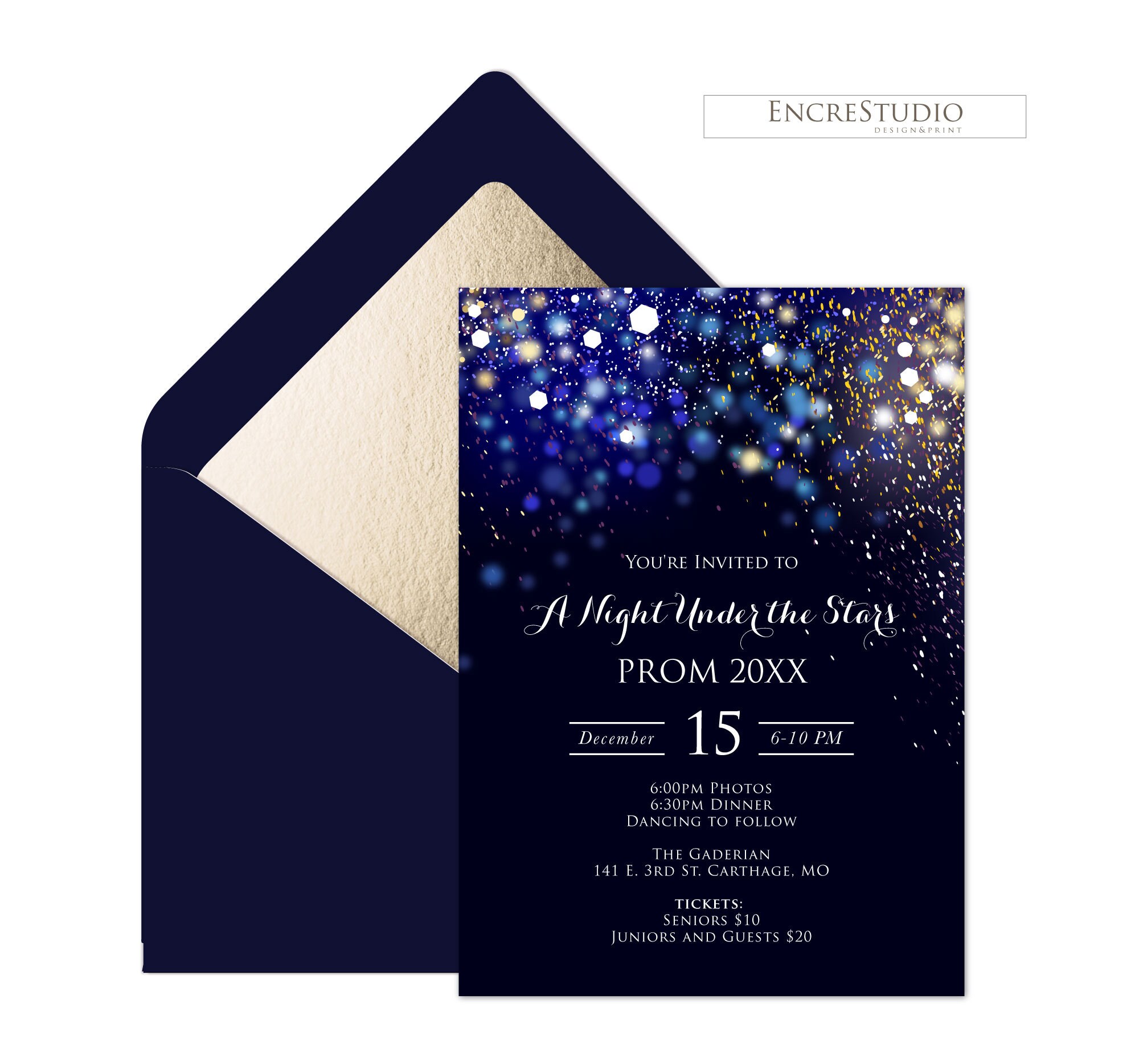 Starry Night Theme Prom Dance Starry Night, Gold Glitter An Evening ...