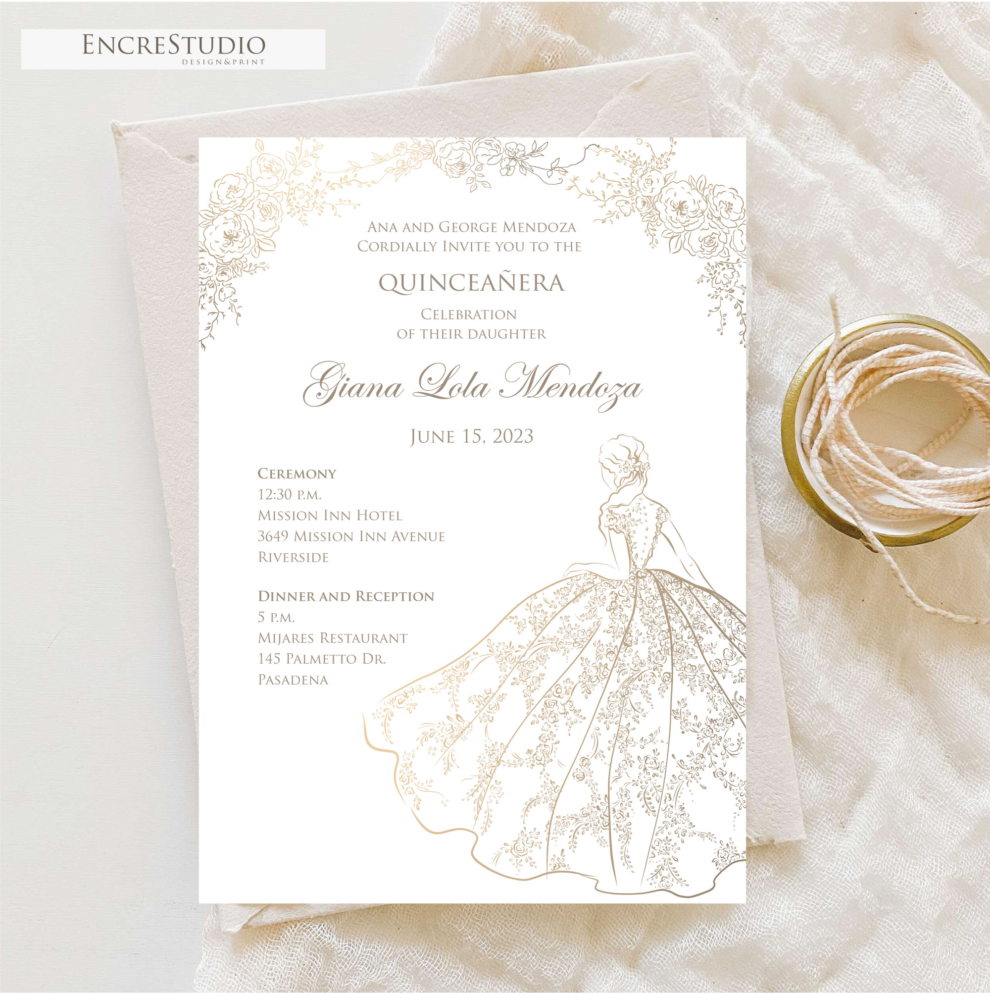 Editable Quinceanera Birthday Invitation Template - Encre Studio