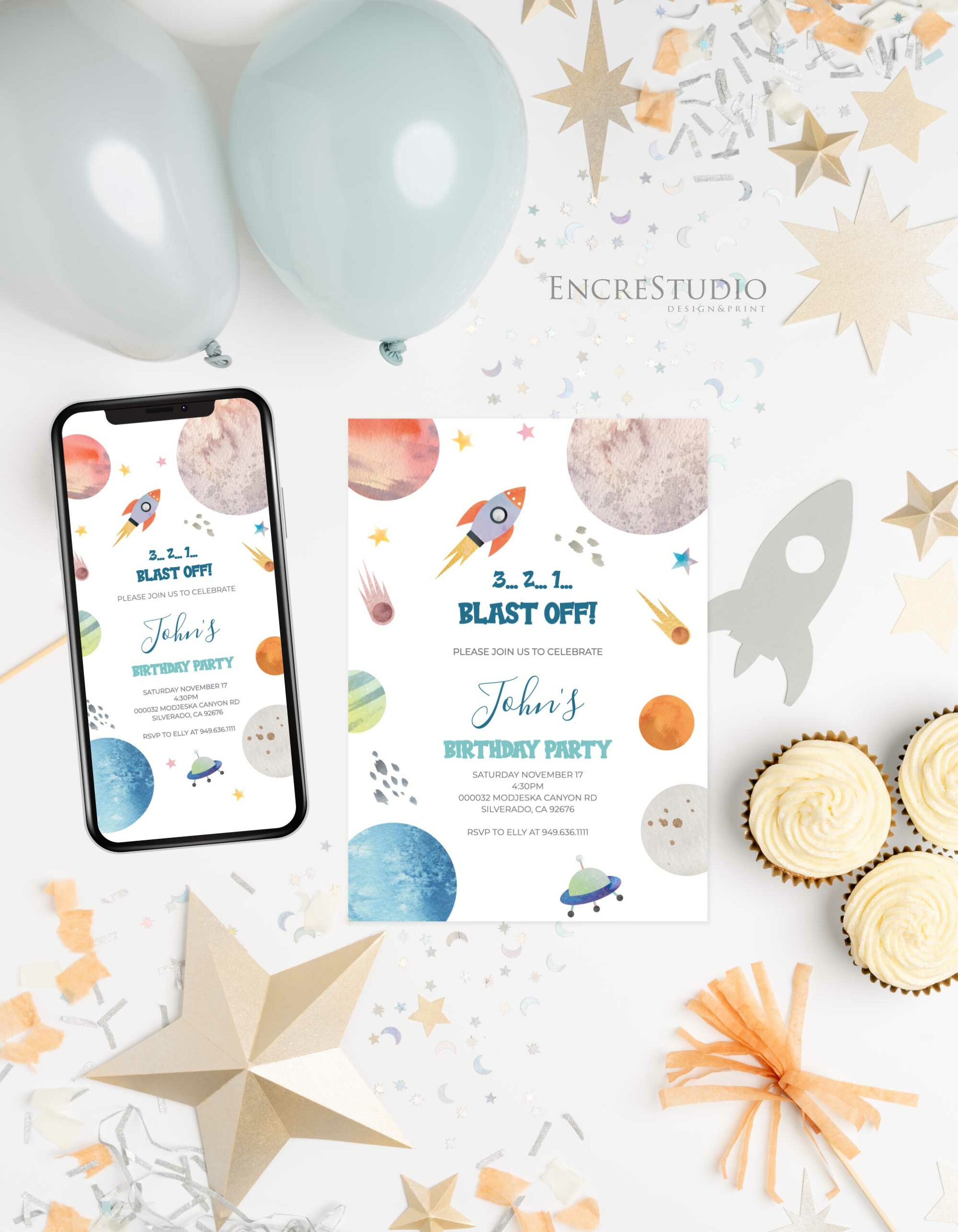 Outer Space Birthday Invitation - Encre Studio